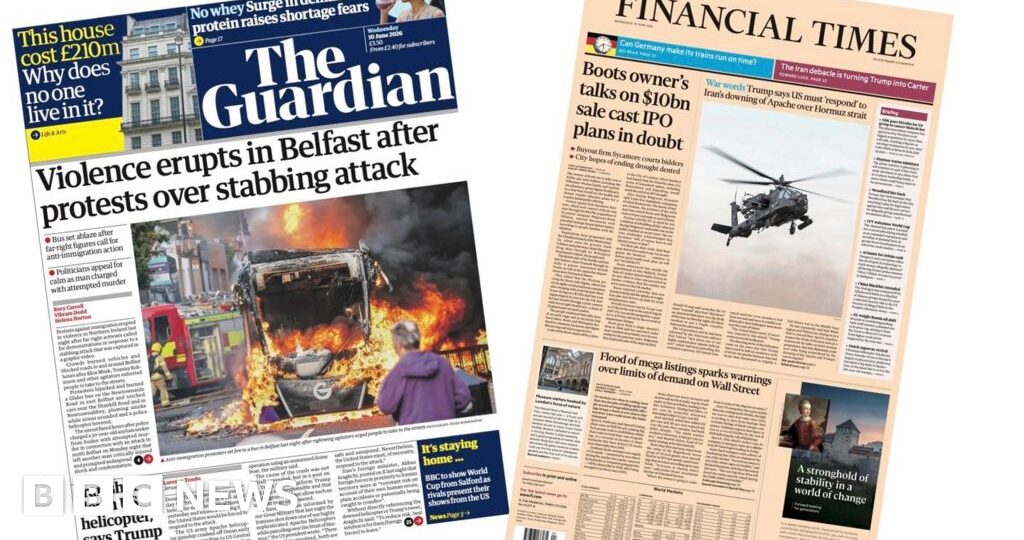 The Papers: 'Violence in Belfast' and Trump's 'war words'